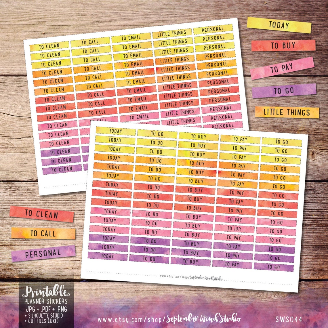 Header Printable Planner Stickers Watercolor Header Stickers - Etsy