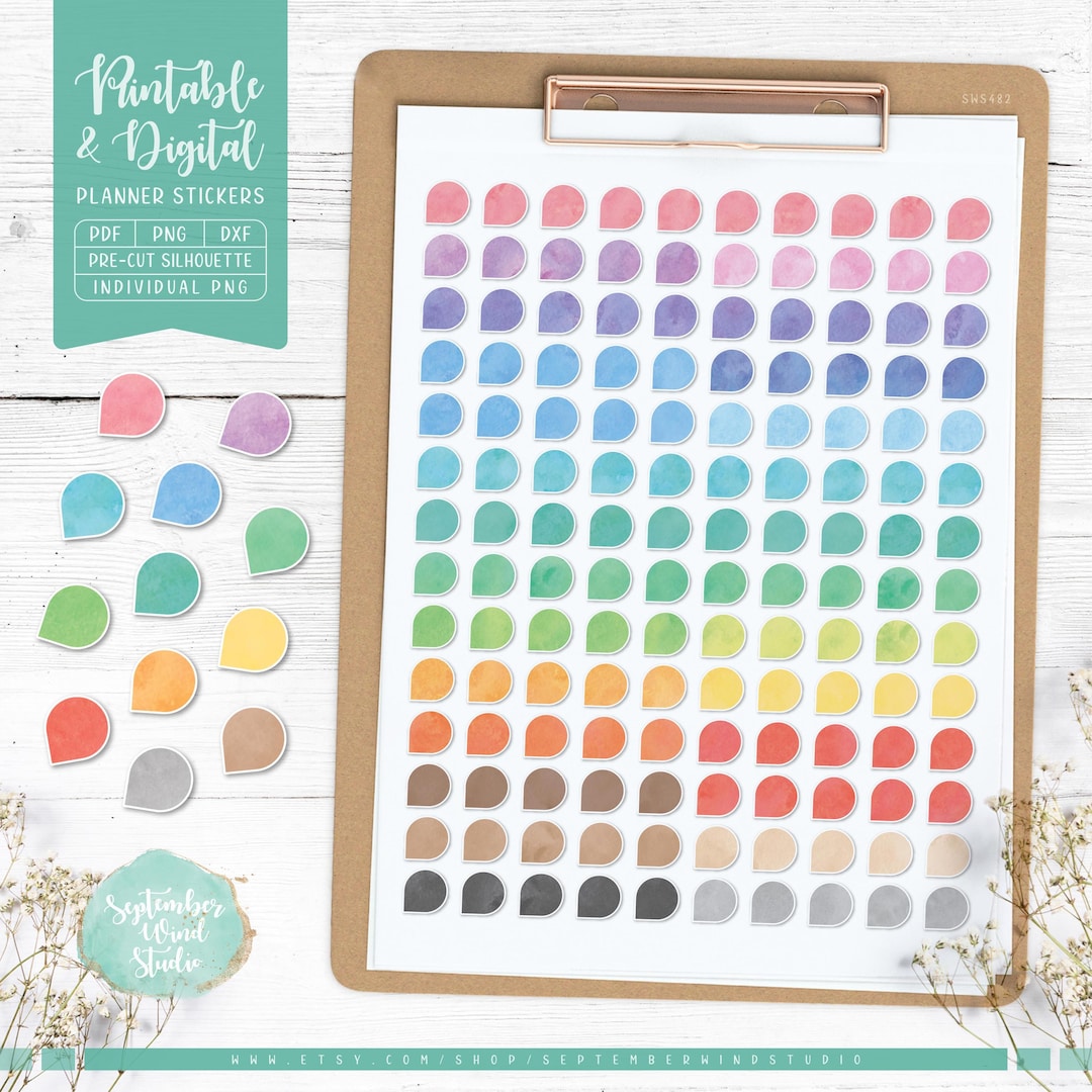 Teardrop Printable Planner Stickers, Teardrop Digital Stickers ...