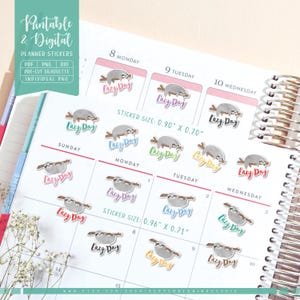 Lazy Day Printable Planner Stickers, Lazy Day Digital Stickers ...