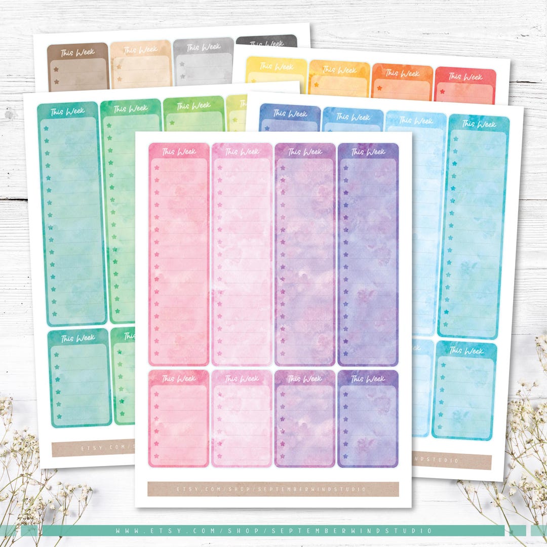 This Week Sidebar Planner Stickers: Printable & Digital (PDF, Cricut ...