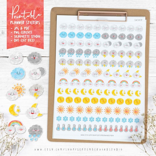 Weather Printable Planner Stickers Weather Stickers Erin - Etsy