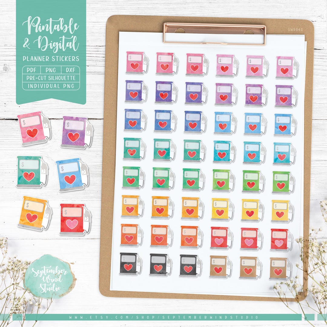 Fuel Printable Planner Stickers, Fuel Digital Stickers, Gas Stickers ...