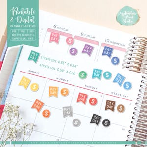 Pay Day Printable Planner Stickers, Pay Day Digital Stickers, Pre ...