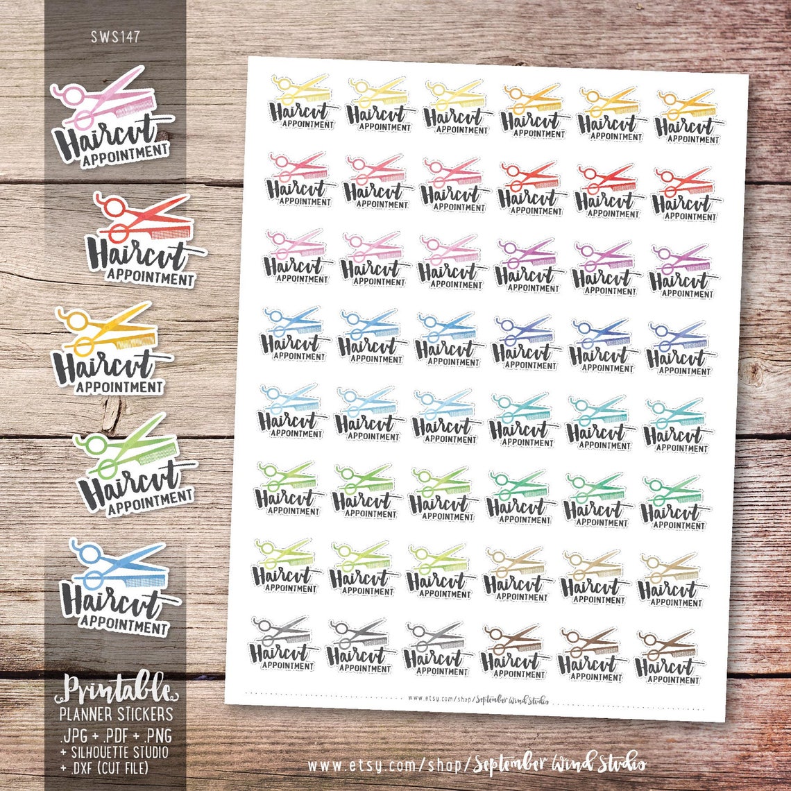 Haircut Printable Planner Stickers Haircut Appointment - Etsy