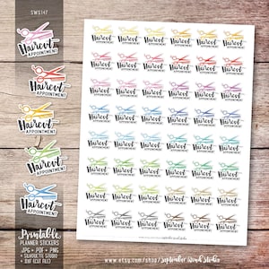 Haircut Printable Planner Stickers Haircut Appointment - Etsy