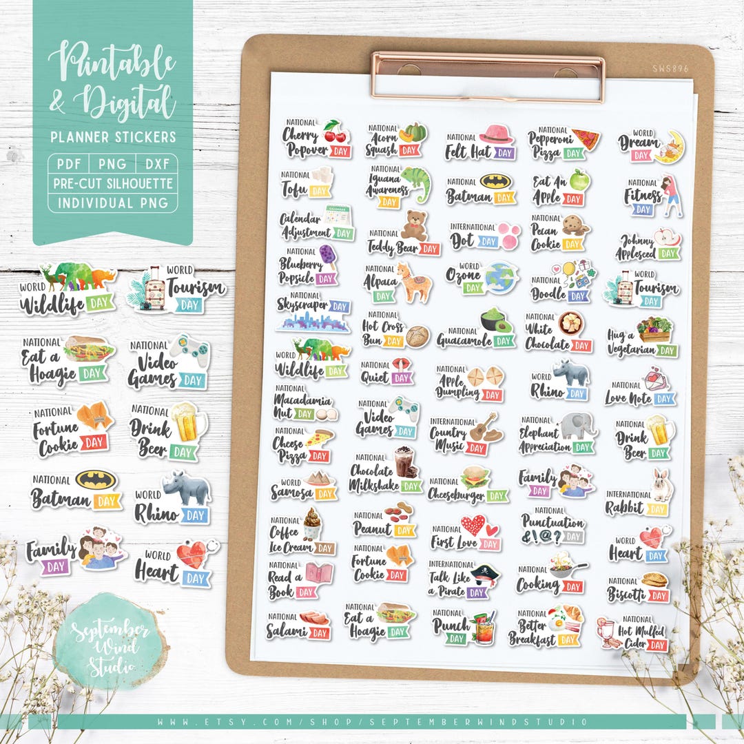September Wacky Holidays Planner Stickers, Printable & Digital (PDF ...