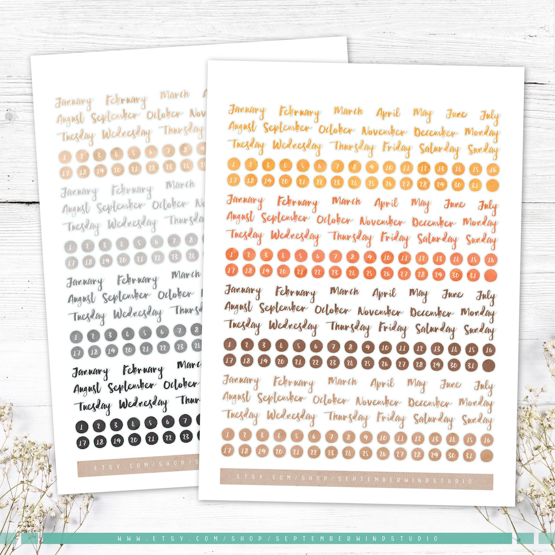Date Cover Planner Stickers: Printable & Digital (PDF, Cricut ...