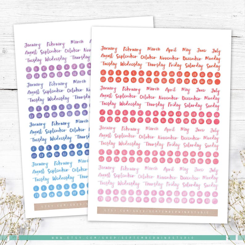 Date Cover Planner Stickers: Printable & Digital (PDF, Cricut ...