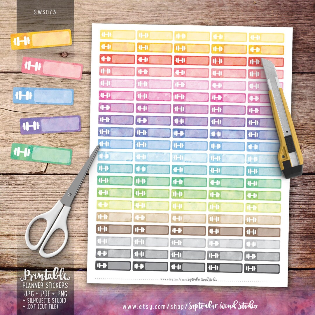 Work Out Printable Planner Stickers Fitness Stickers - Etsy