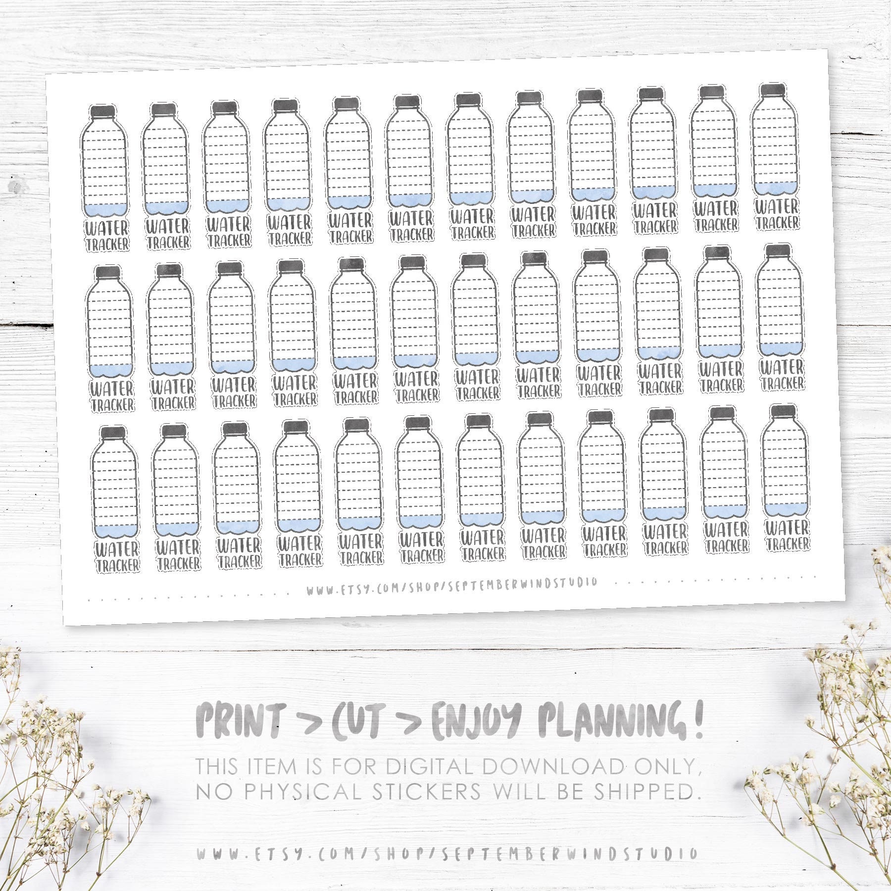 Water Tracker Printable Planner Stickers Hydrate Stickererin | Etsy