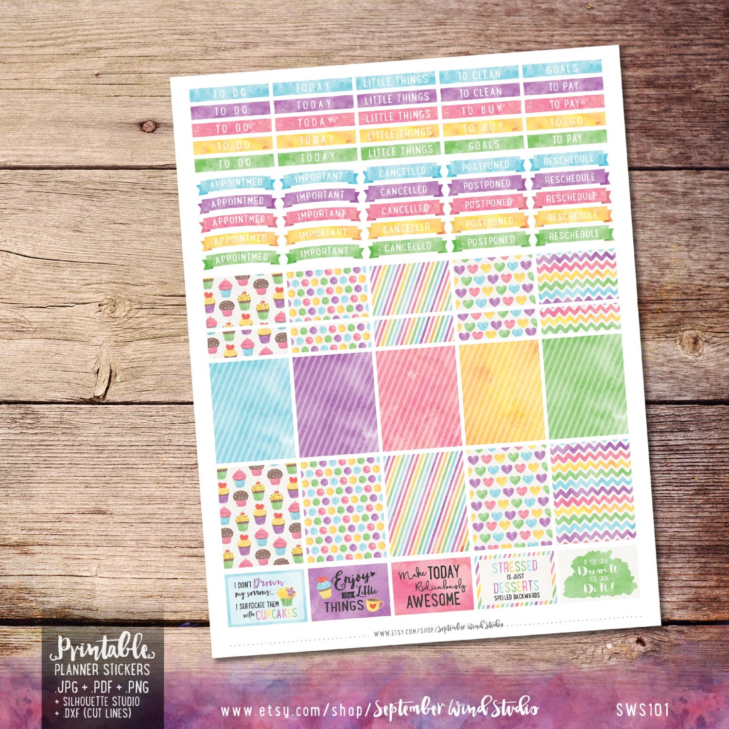 Cupcakes Printable Planner Stickers Weekly Kit Printable | Etsy