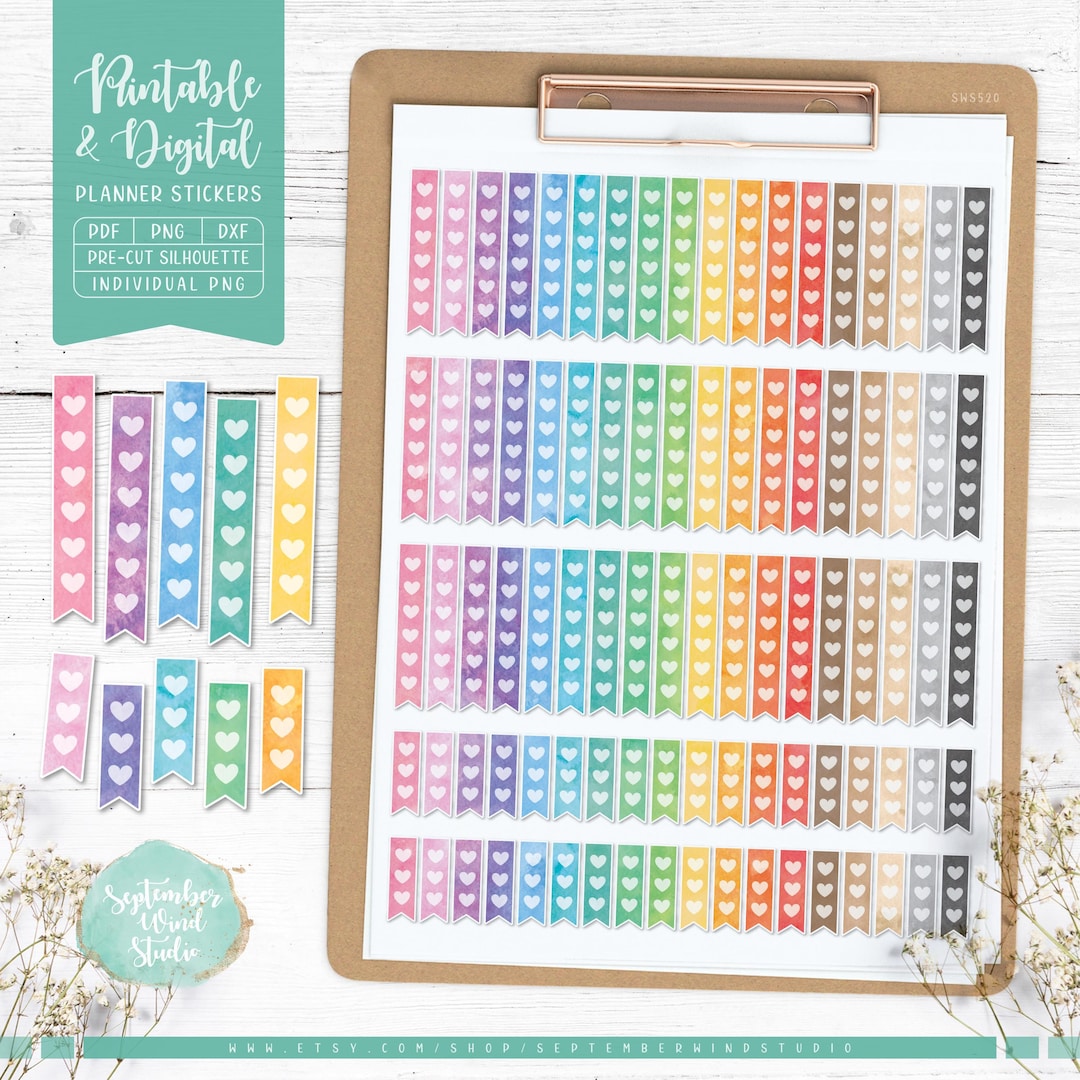 Heart Checklist Printable Planner Stickers, Heart Checklist Digital ...