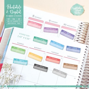Zone Cleaning Printable Planner Stickers, Cleaning Digital Stickers ...