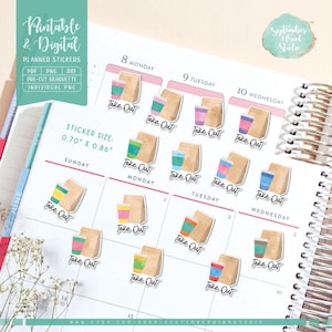 Take Out Printables Planner Stickers, Take Out Digital Stickers, Meal ...