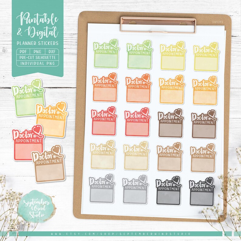 Doctor Appointment Planner Stickers: Printable & Digital (PDF, Cricut ...