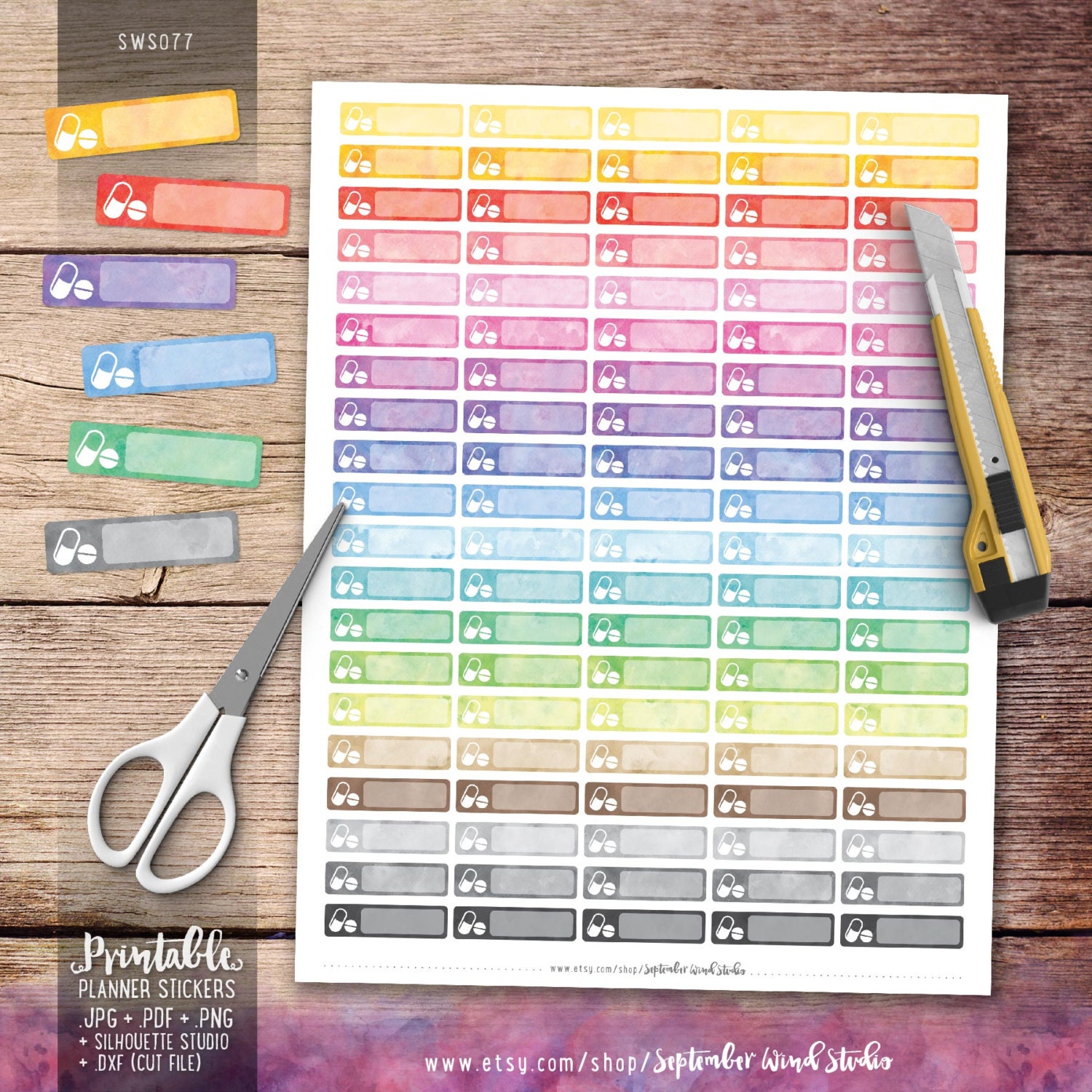 Pill Printable Planner Stickers Medication Reminder Stickers | Etsy