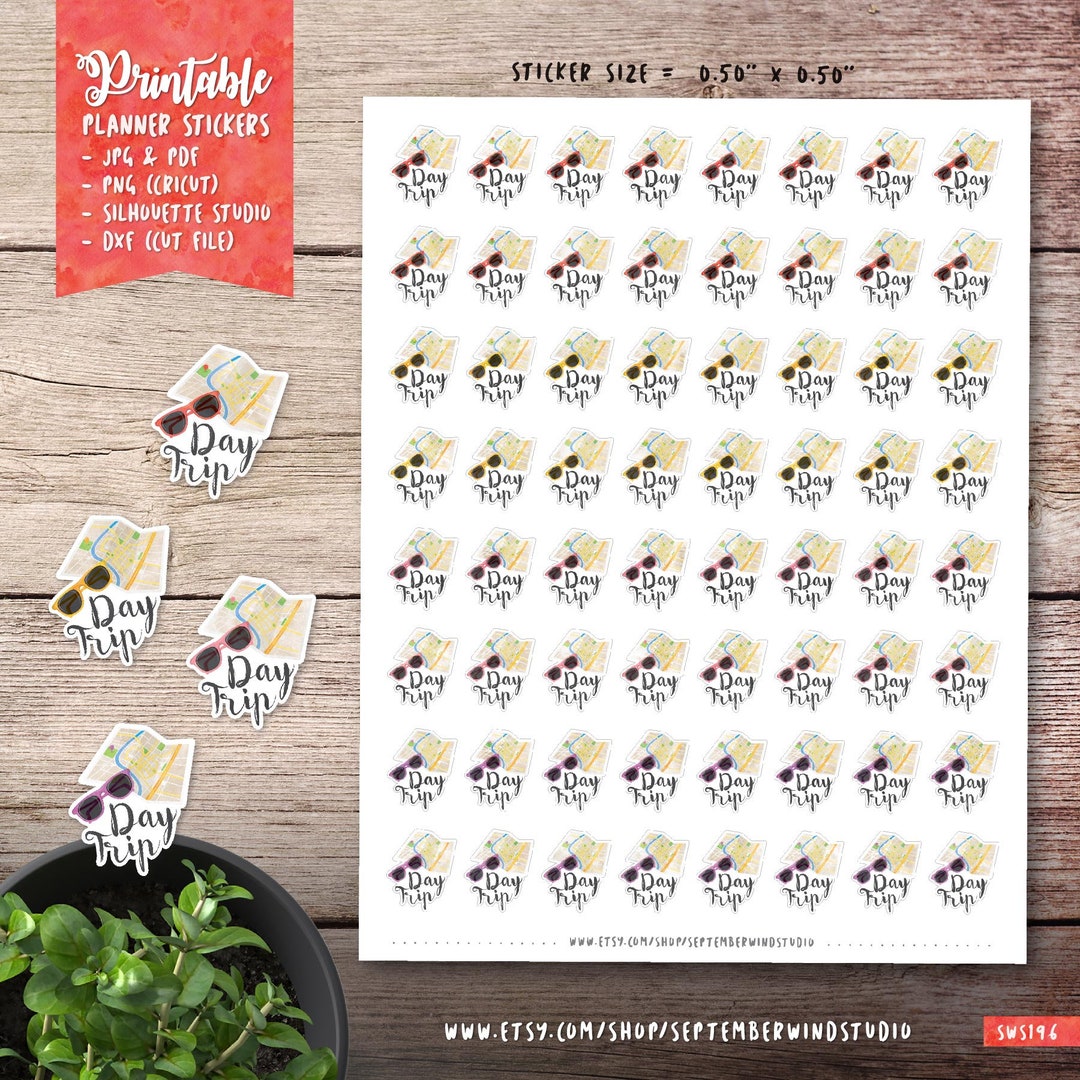 Day Trip Printable Planner Stickers, Travel Stickers, Erin Condren ...