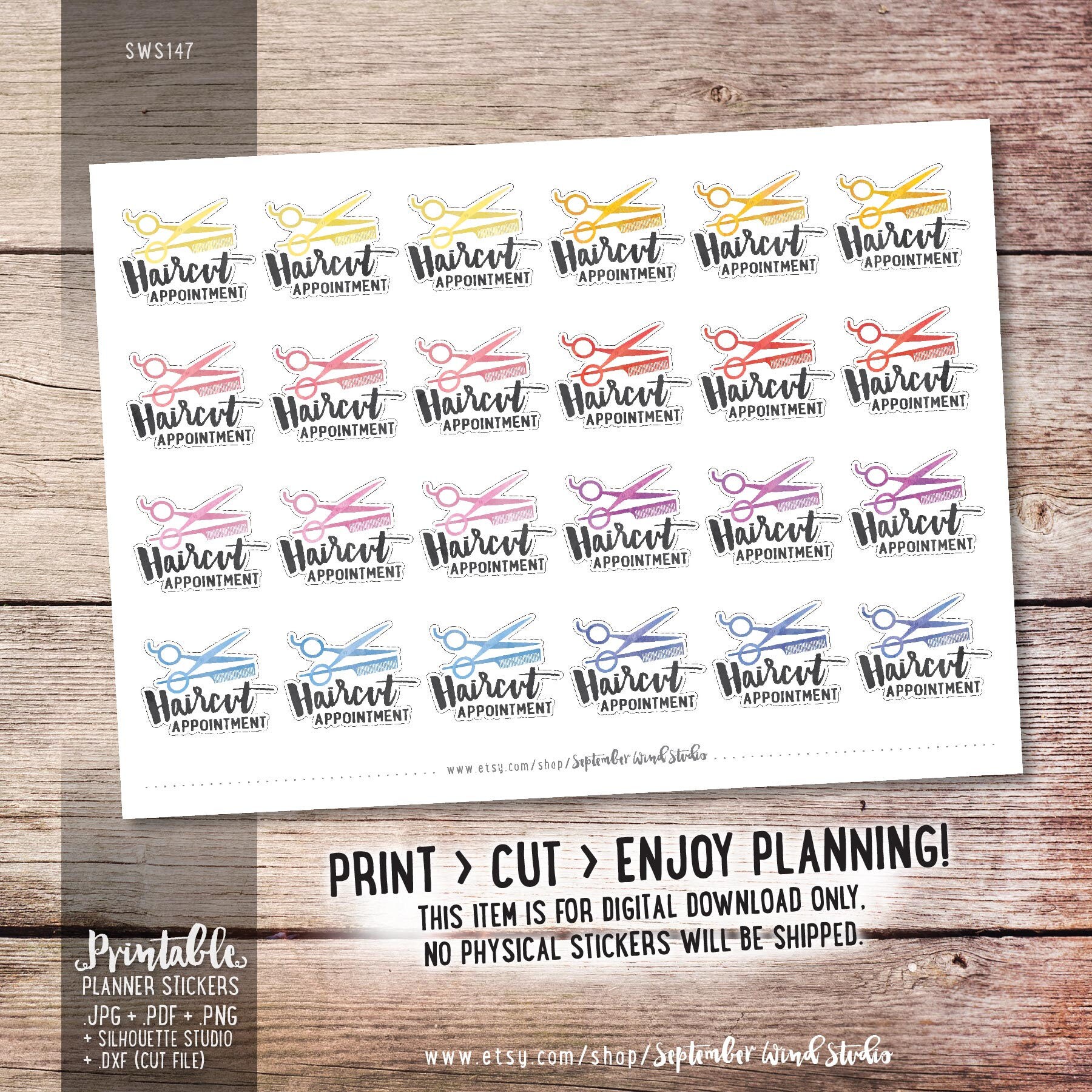 Haircut Printable Planner Stickers Haircut Appointment - Etsy