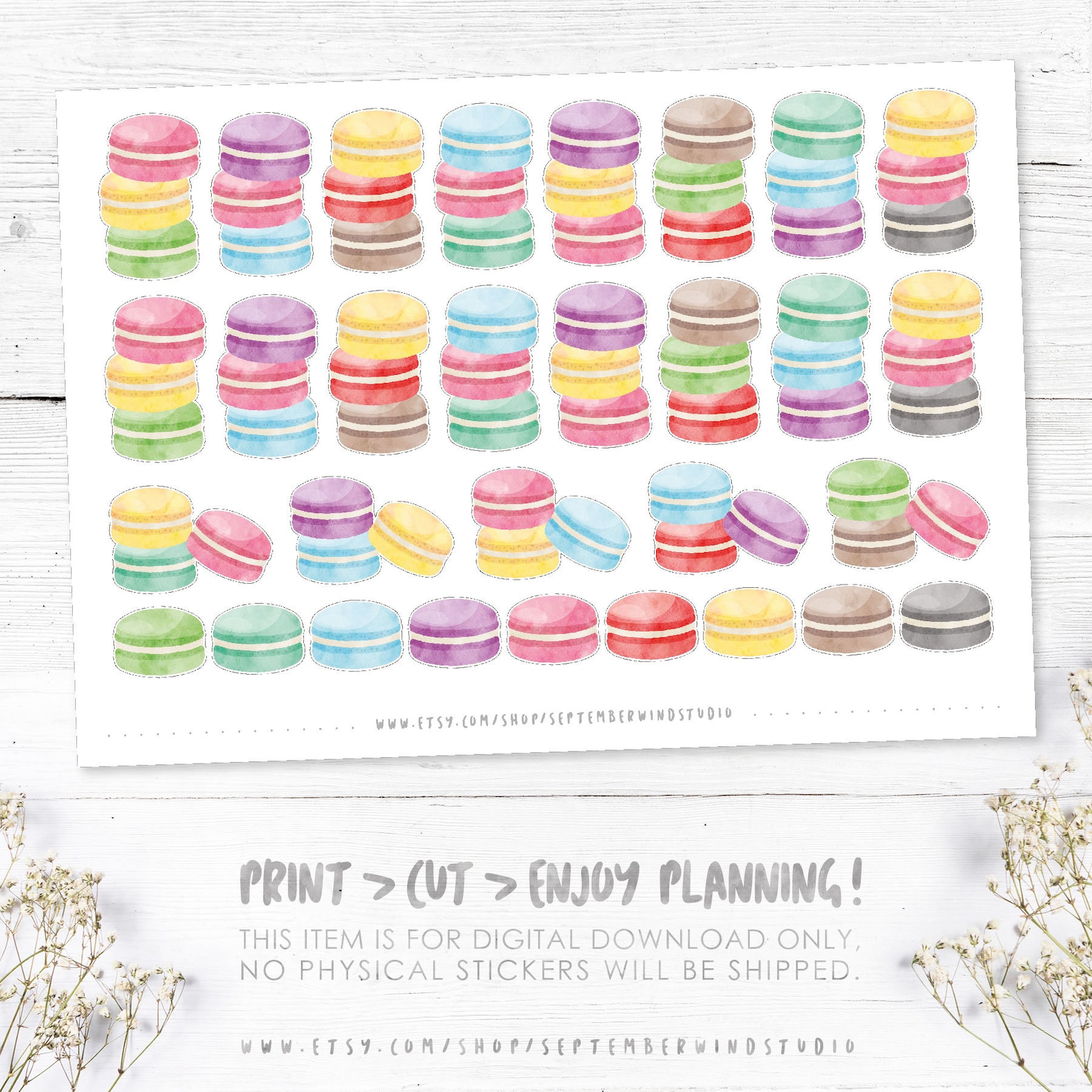 Macarons Printable Planner Stickers Scrapbooking Printable | Etsy