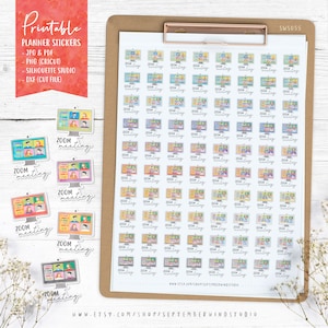 Zoom Meeting Printable Planner Stickers, Online Meeting Stickers ...