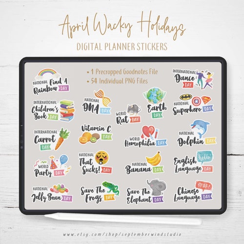 March Wacky Holidays Digital Planner Stickers Goodnotes - Etsy