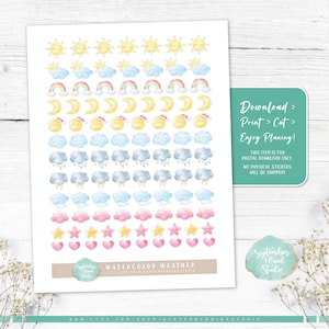 Weather Printable Planner Stickers, Weather Stickers, Weather Digital ...