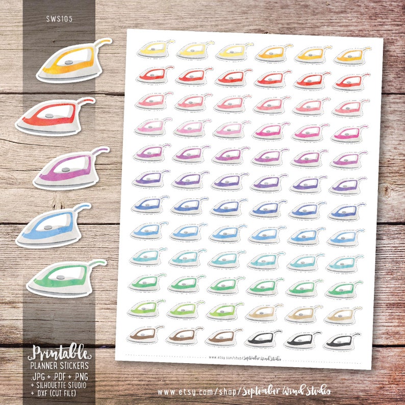 Iron Printable Planner Stickers Watercolor Iron Stickers - Etsy