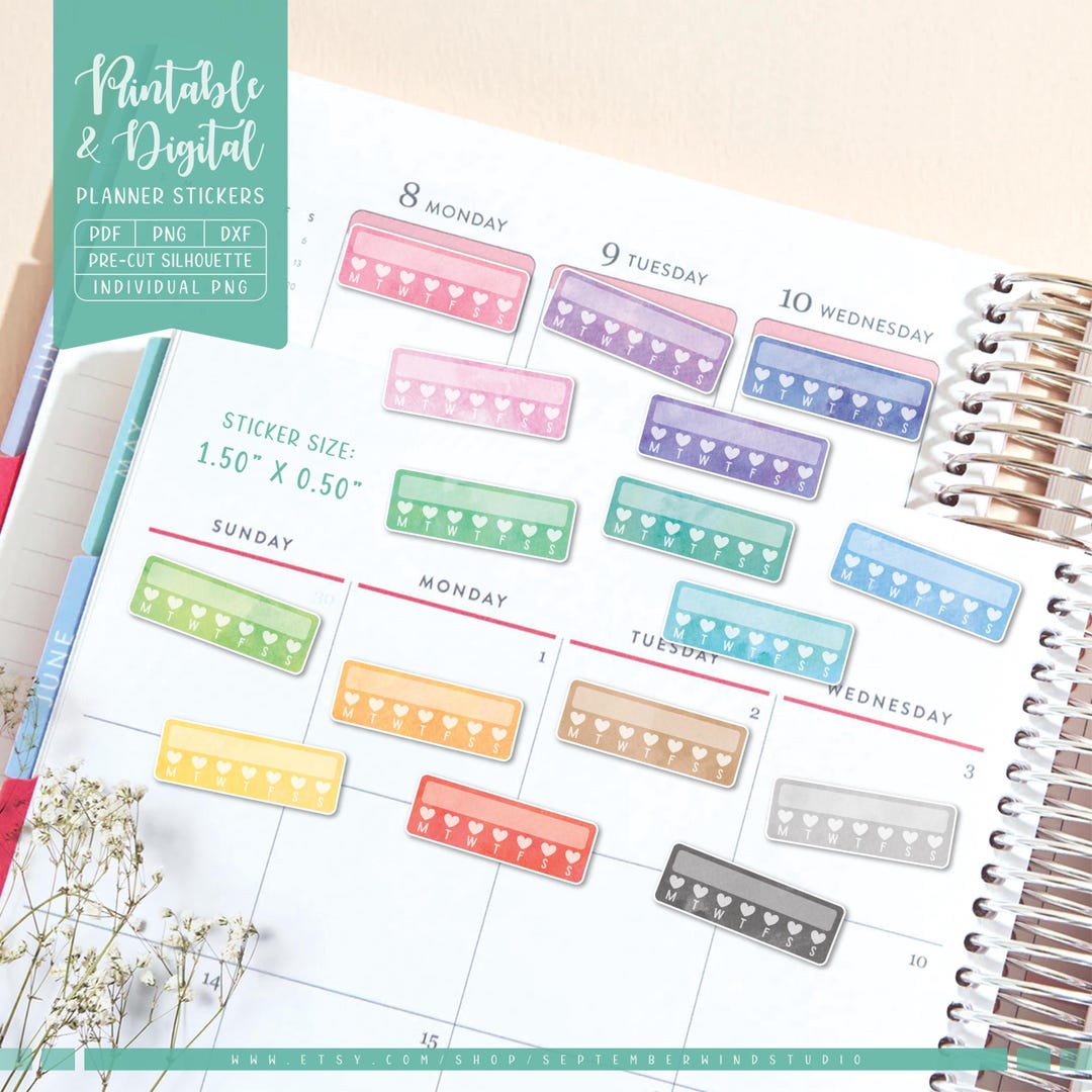 Daily Habits Printable Planner Stickers, Habits Tracker Digital ...