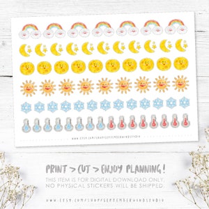 Weather Printable Planner Stickers, Weather Stickers, Erin Condren ...