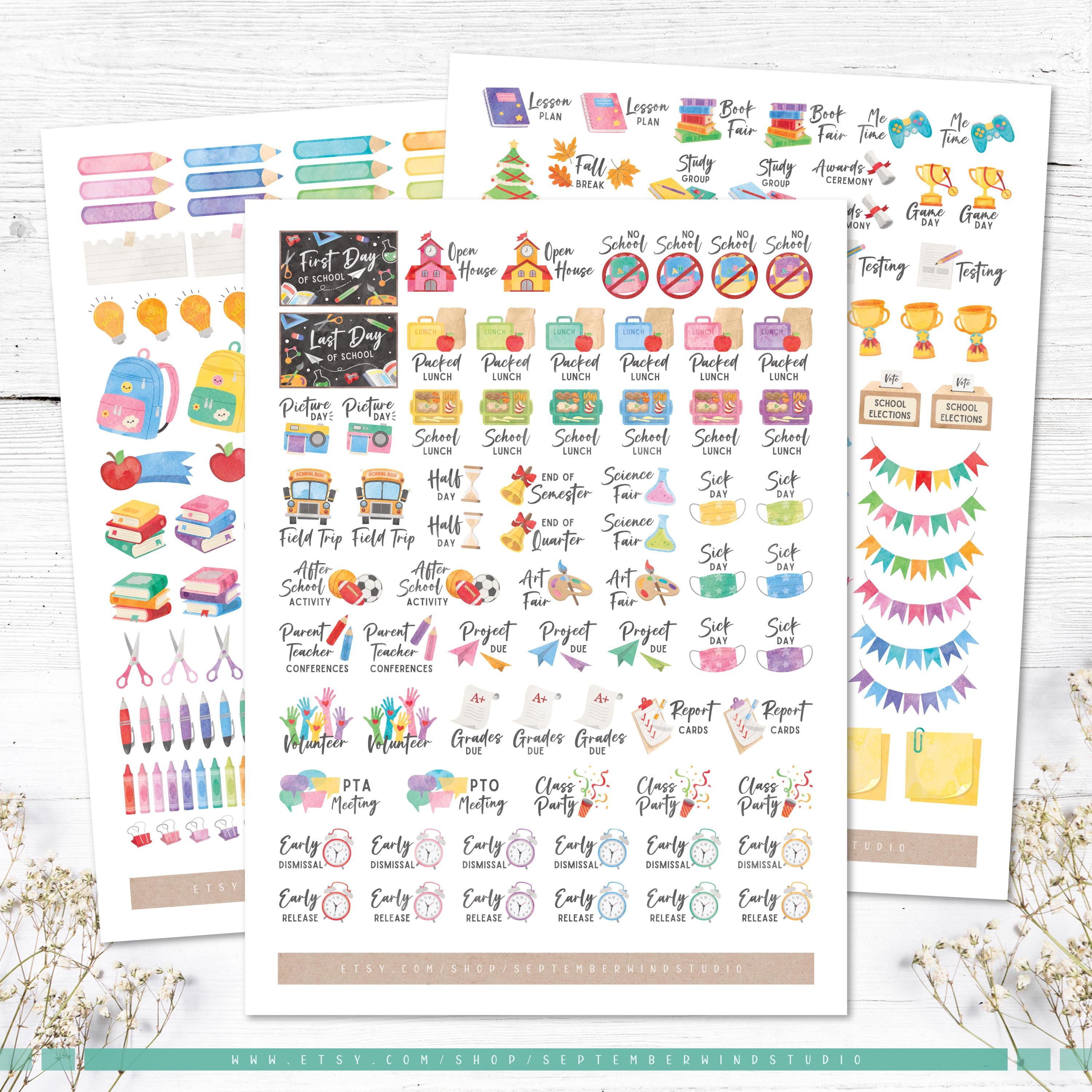 Back to School Planner Stickers: Printable & Digital (PDF, PNG ...