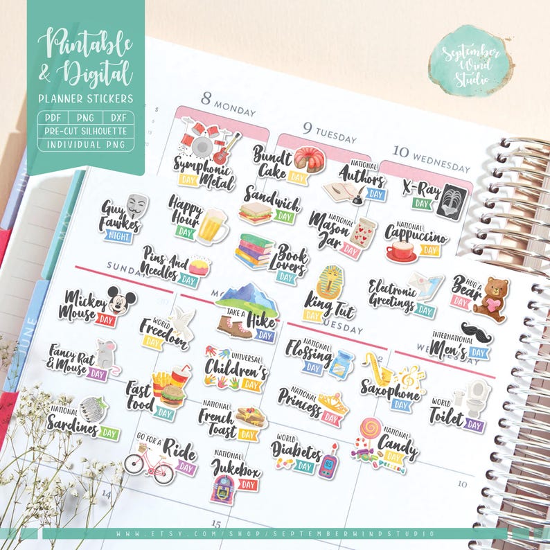 November Wacky Holidays Planner Stickers: Printable & Digital (PDF ...