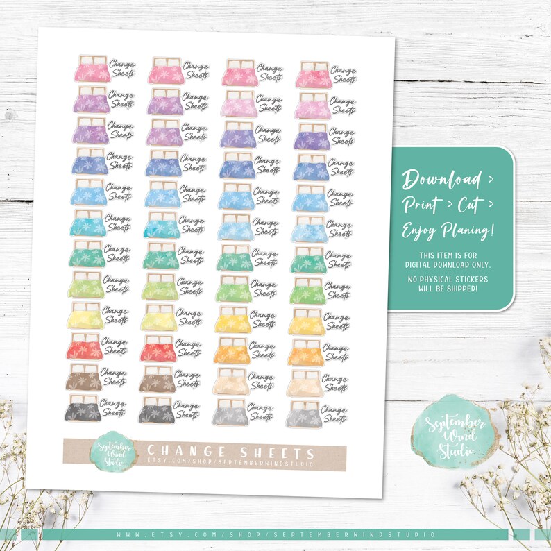 Change Sheets Planner Stickers: Printable & Digital (PDF, Cricut ...