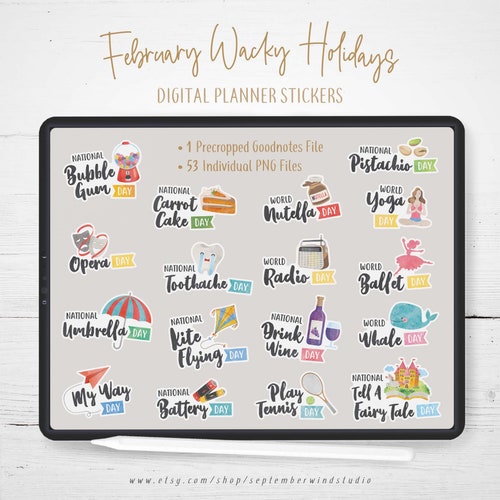 March Wacky Holidays Digital Planner Stickers Goodnotes - Etsy