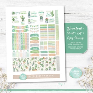 Cactus Printable Planner Stickers - Etsy