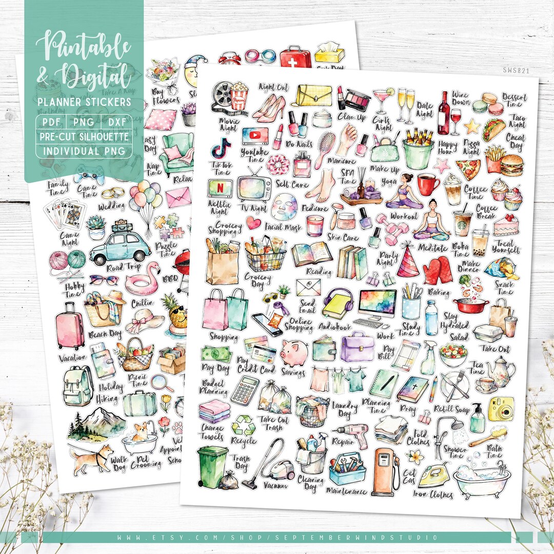 Everyday Life Planner Stickers: Printable & Digital (PDF, Cricut ...