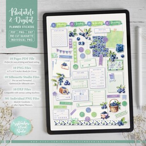 Blueberry Printable & Digital Planner Stickers, Weekly Kit, Printable ...