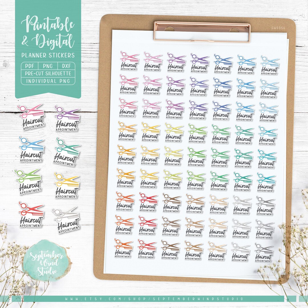 Haircut Appointment Printable Planner Stickers, Haircut Appointment ...