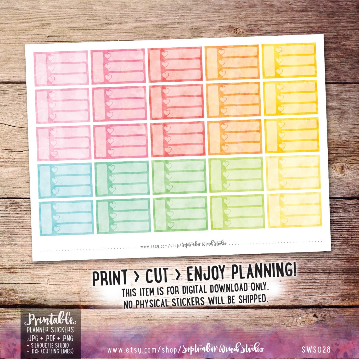 Watercolor Blank Checklist Printable Planner Stickers to Do - Etsy