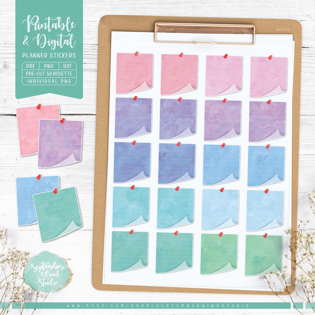 Notes Printable Planner Stickers, Notes Digital Stickers, Notes Labels ...