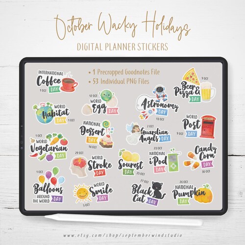 March Wacky Holidays Digital Planner Stickers Goodnotes - Etsy