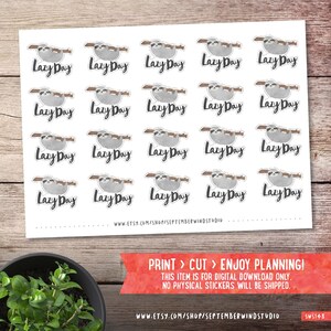 Lazy Day Printable Planner Stickers, Watercolor Stickers, Lazy Day ...