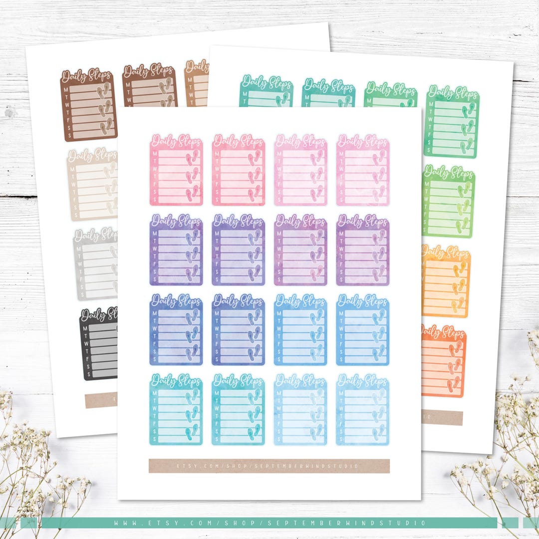 Daily Steps Planner Stickers: Printable & Digital (PDF, PNG) - Etsy