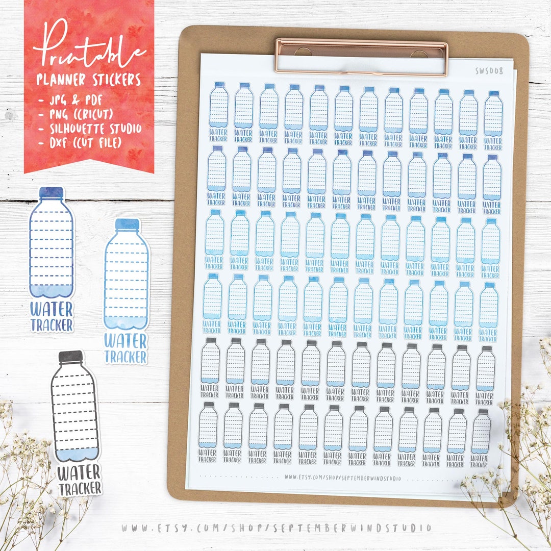 Water Tracker Printable Planner Stickers Hydrate Stickererin - Etsy