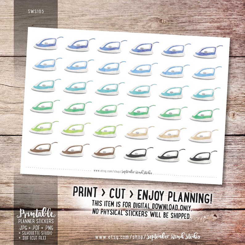 Iron Printable Planner Stickers Watercolor Iron Stickers - Etsy