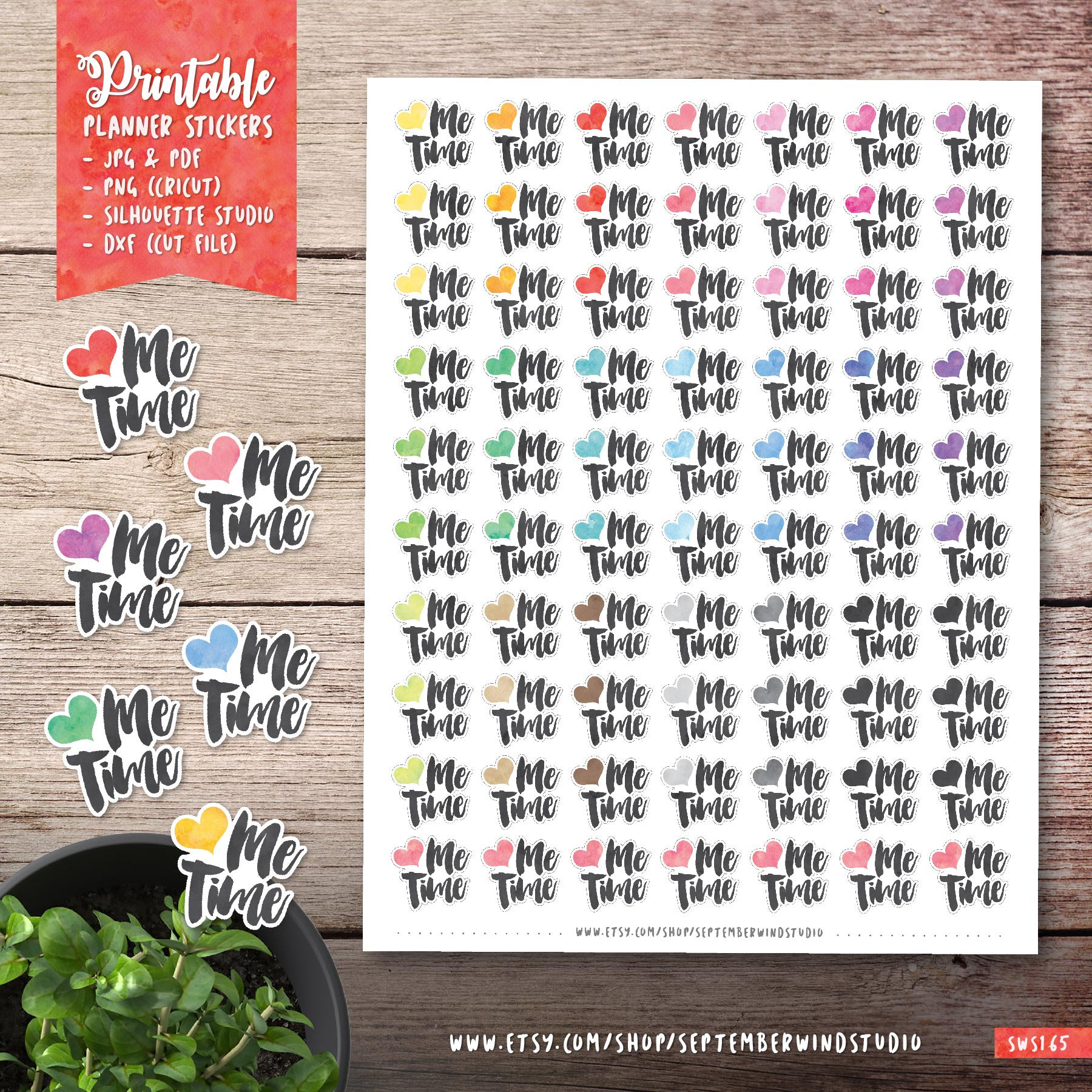 Me Time Printable Planner Stickers Watercolor Stickers Me | Etsy