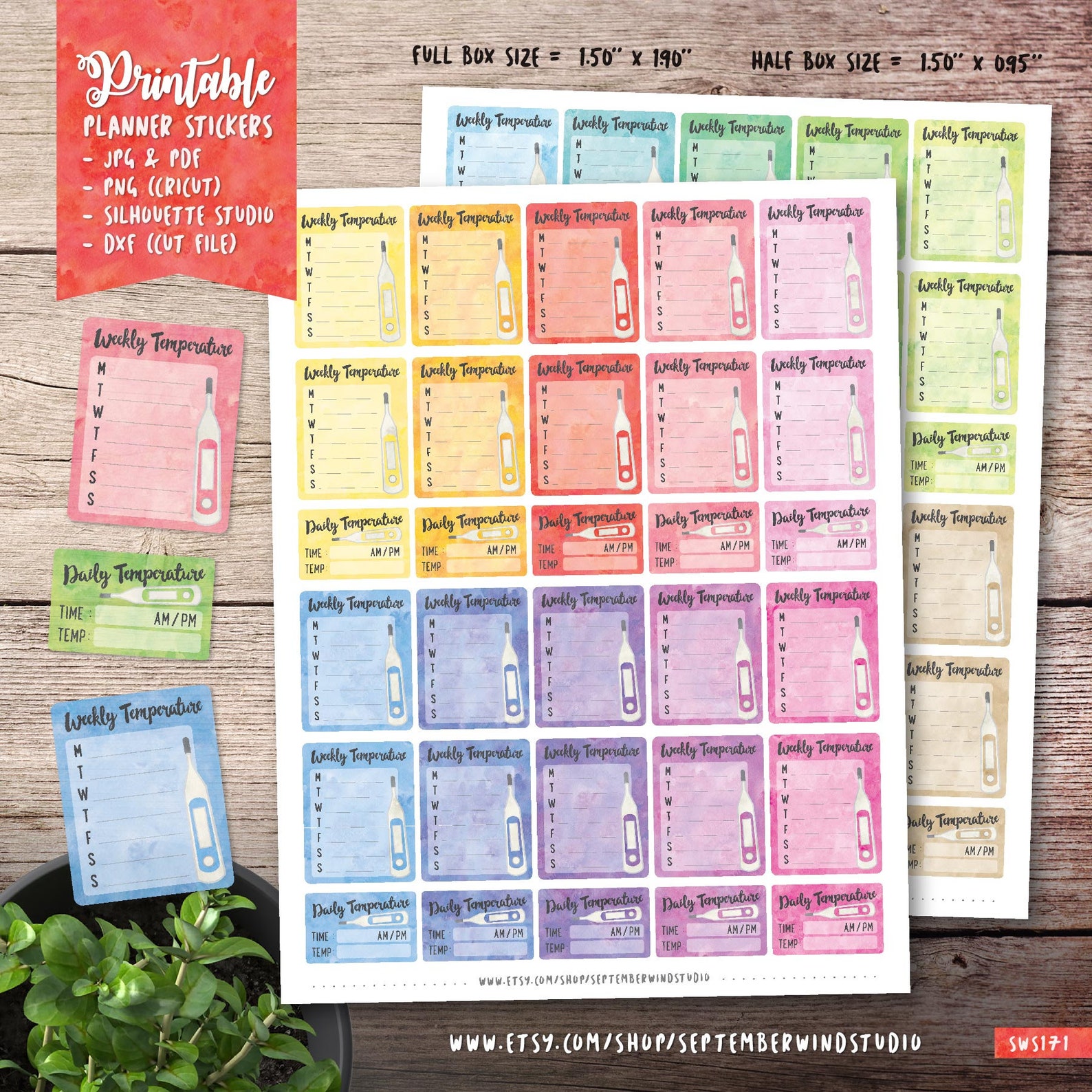Weekly Temperature Printable Planner Stickers, Erin Condren Planner ...