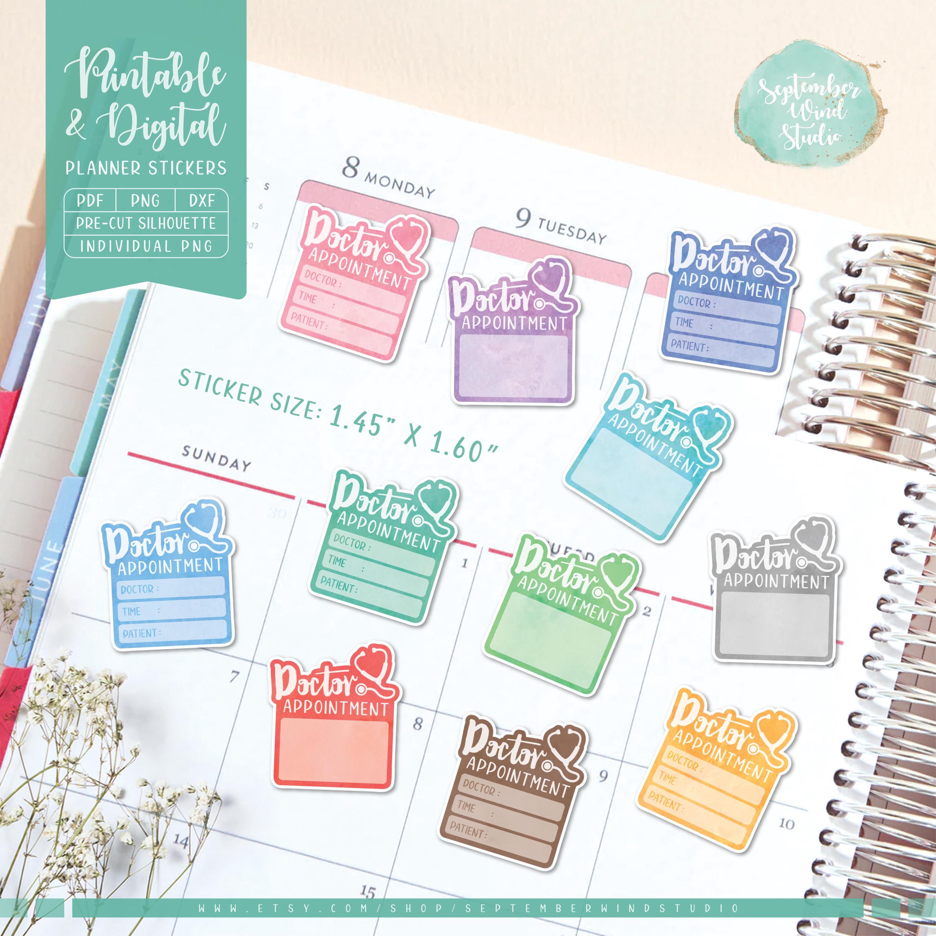 Doctor Appointment Planner Stickers: Printable & Digital (PDF, Cricut ...