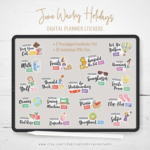 March Wacky Holidays Digital Planner Stickers Goodnotes - Etsy