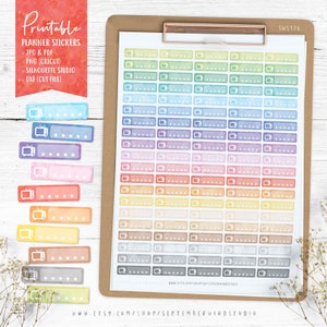 TV Movie Printable Planner Stickers, Watercolor TV Movie Stickers ...