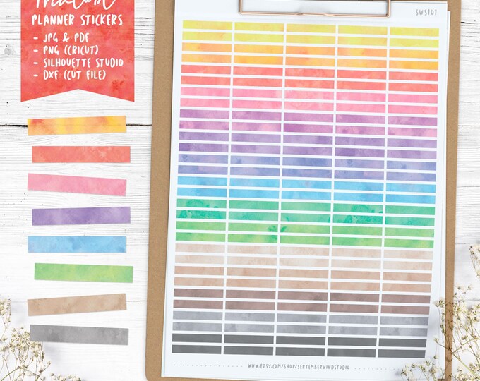 Blank Headers Printable Planner Stickers, Watercolor Header Stickers ...